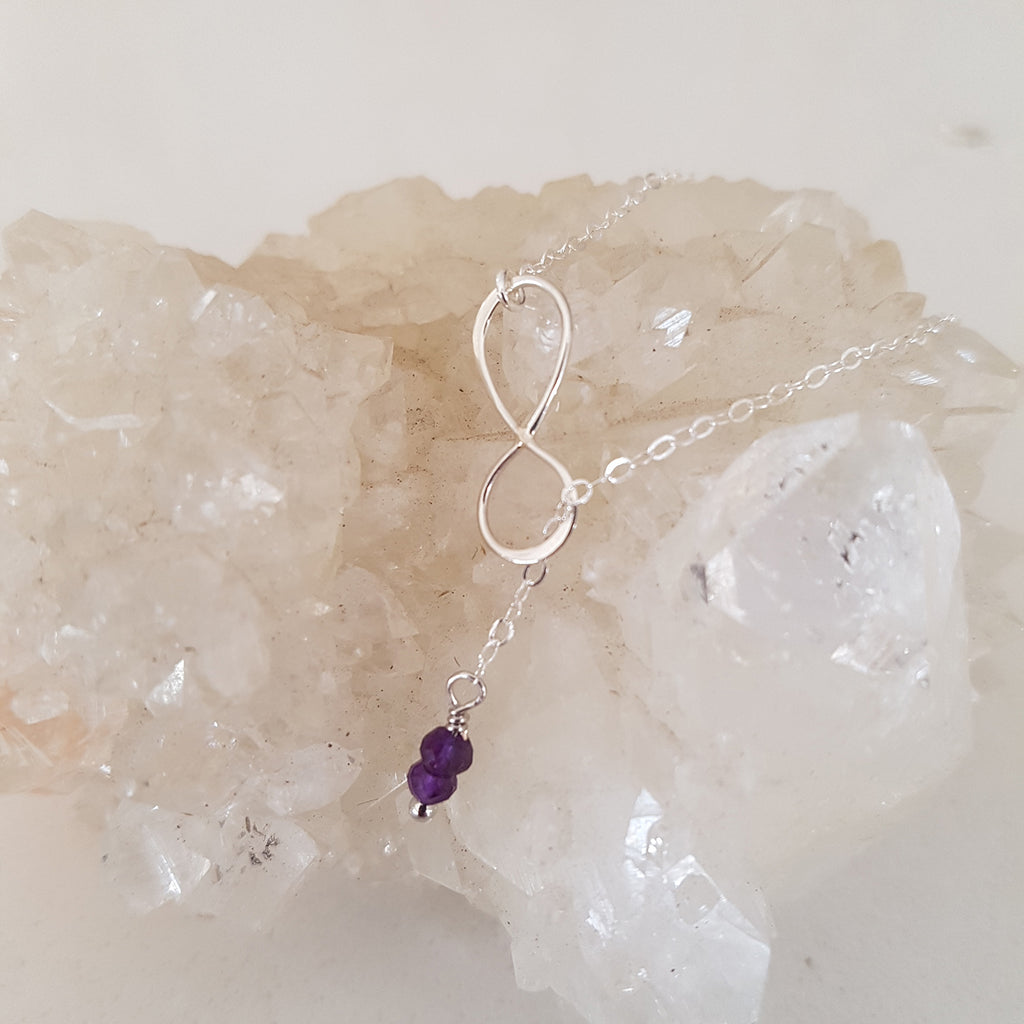 Adore Gemstone Collection - Amethyst Infinity Sterling Silver Necklace ...